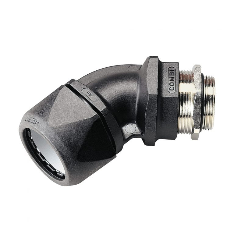 Conector M16 EMC cot 45°, prindere cablu + tub | Cablul.ro